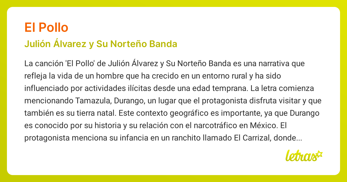 Significado de la canción EL POLLO (Julión Álvarez y Su Norteño Banda ...