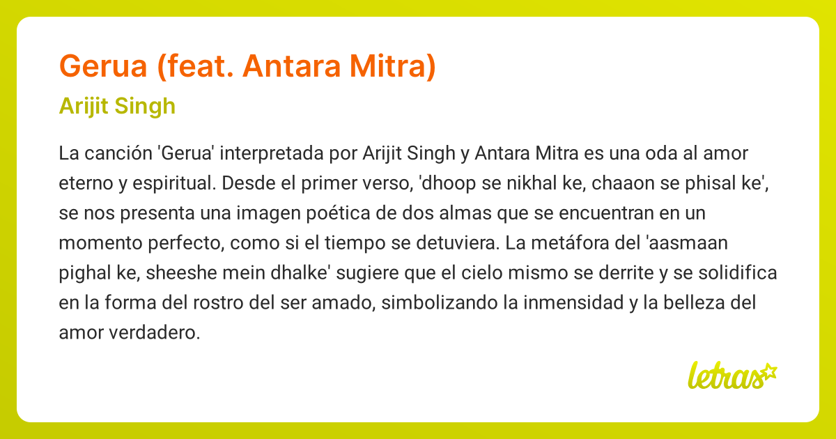 Significado de la canción GERUA (FEAT. ANTARA MITRA) (Arijit Singh ...
