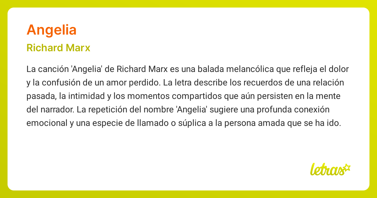 Significado de la canción ANGELIA (Richard Marx) - LETRAS.COM
