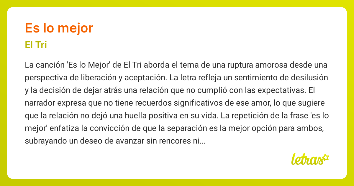 Significado de la canción ES LO MEJOR (El Tri) - LETRAS.COM