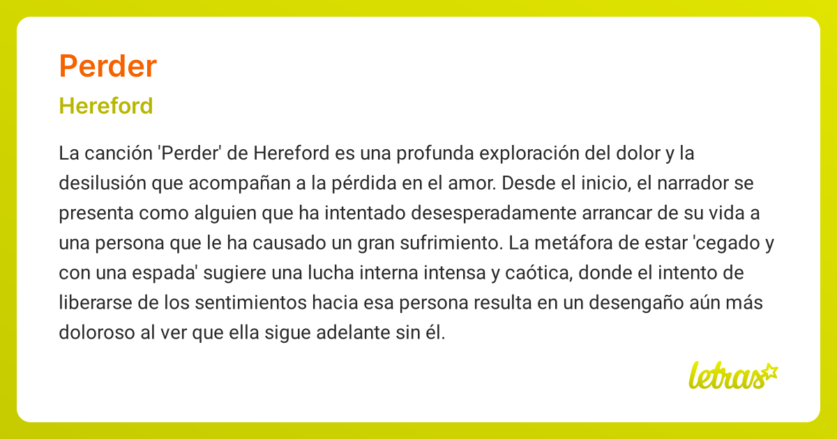 Significado de la canción PERDER (Hereford) - LETRAS.COM