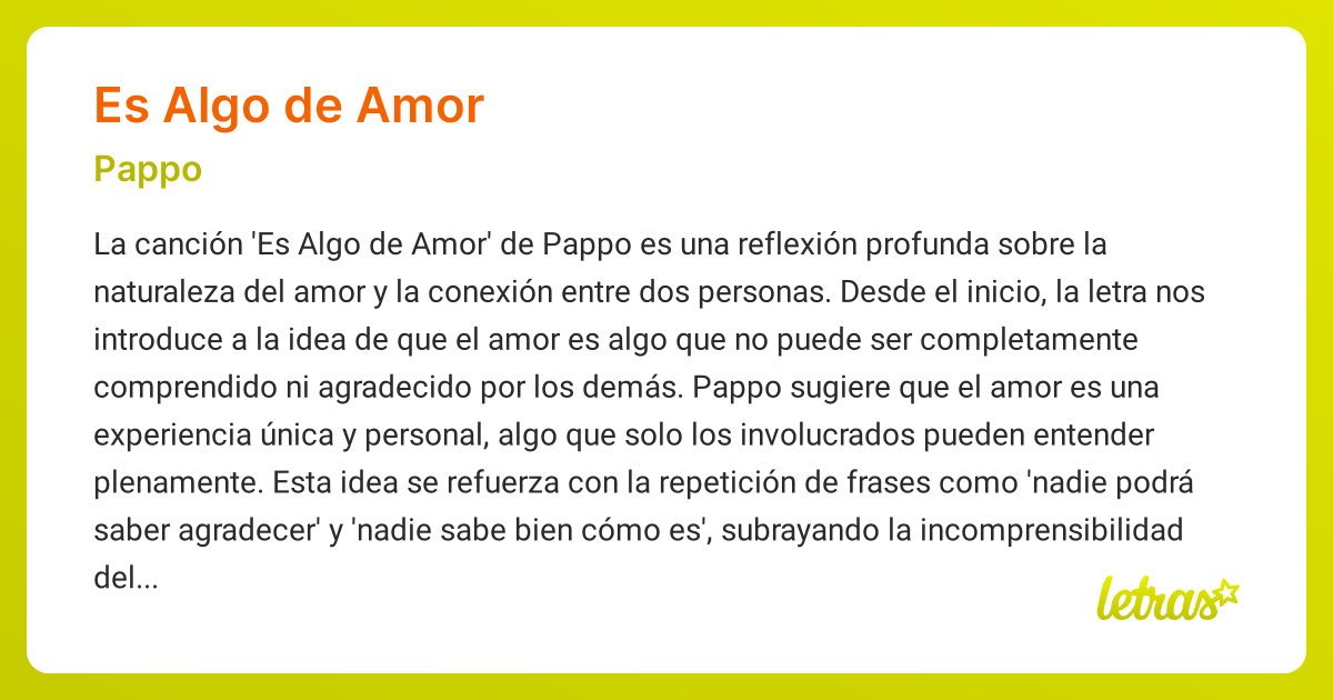 Significado de la canción ES ALGO DE AMOR (Pappo) - LETRAS.COM