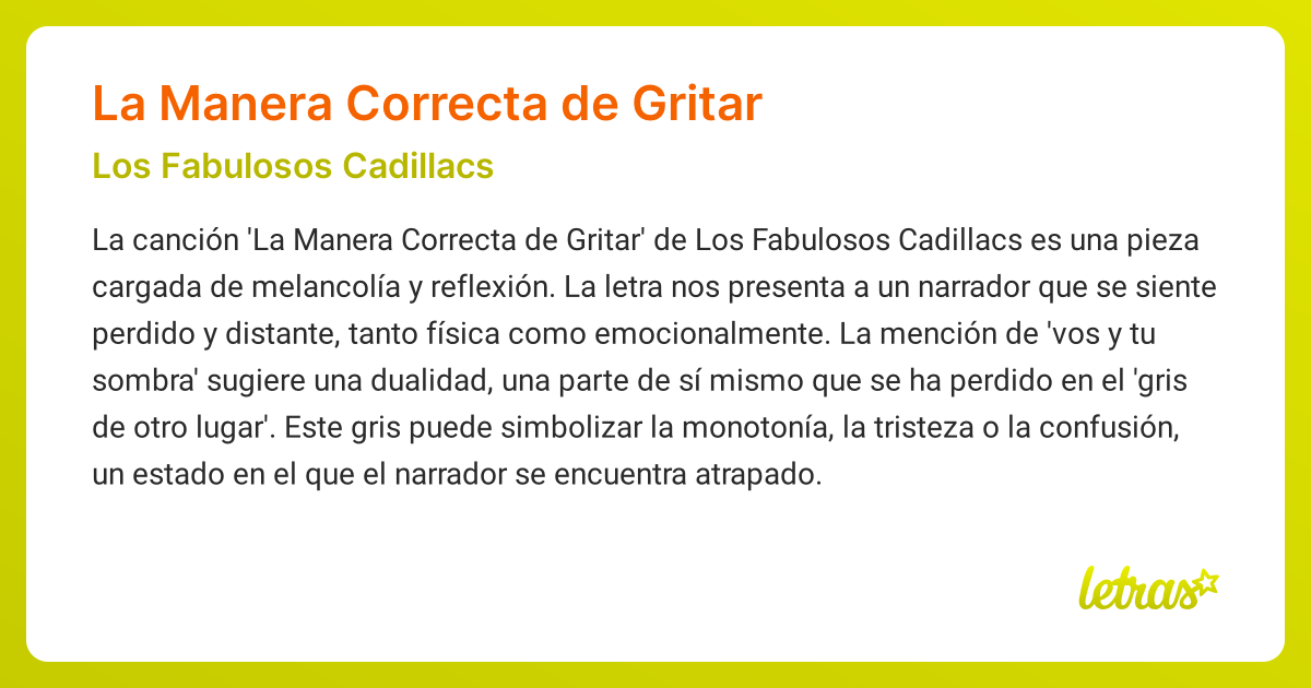Significado de la canción LA MANERA CORRECTA DE GRITAR (Los Fabulosos ...