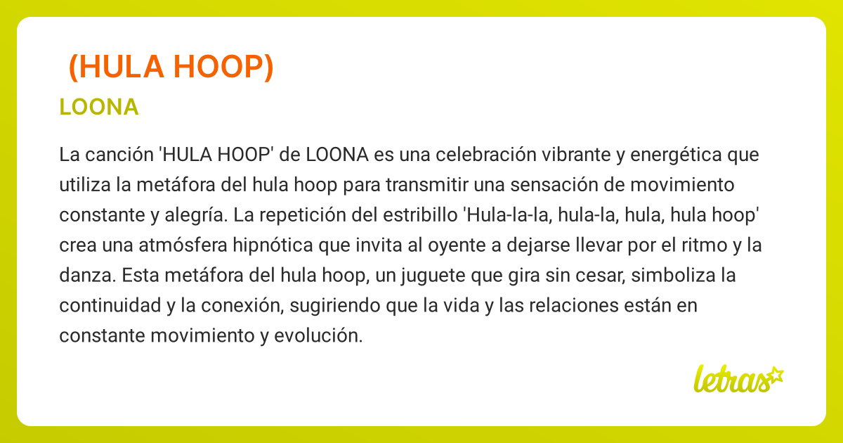 Significado de la canción 今月の少女 (HULA HOOP) (LOONA ) - LETRAS.COM