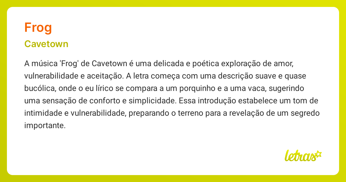 Significado da música FROG (Cavetown) - LETRAS.MUS.BR