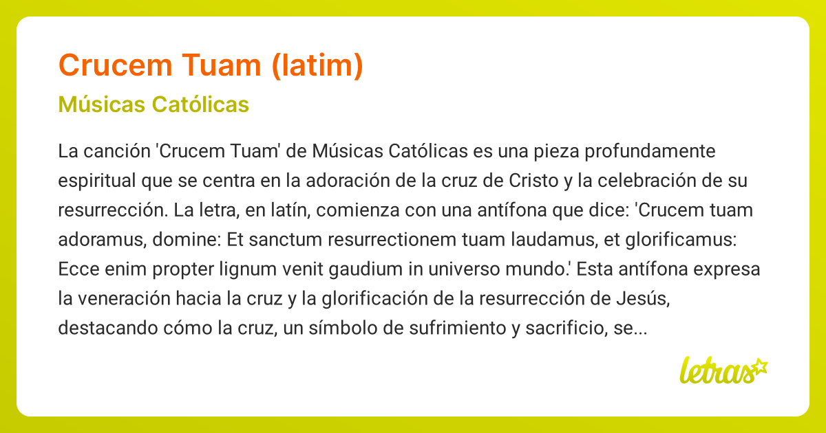 Significado de la canción CRUCEM TUAM (LATIM) (Músicas Católicas ...