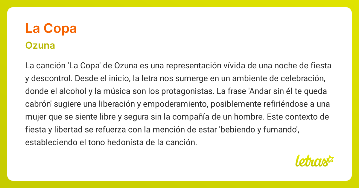 Significado de la canción LA COPA (Ozuna) - LETRAS.COM