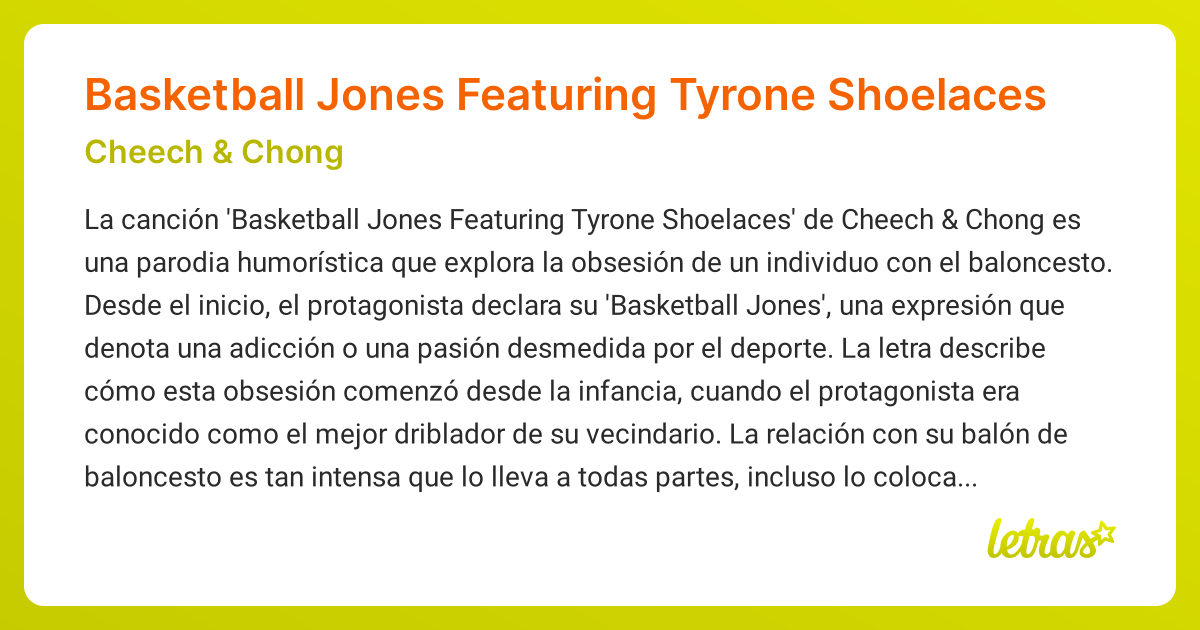 Significado de la canción Basketball Jones Featuring Tyrone Shoelaces ...