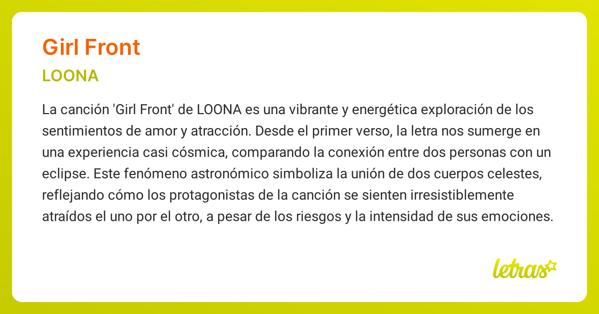 Significado de la canción GIRL FRONT (LOONA ) - LETRAS.COM