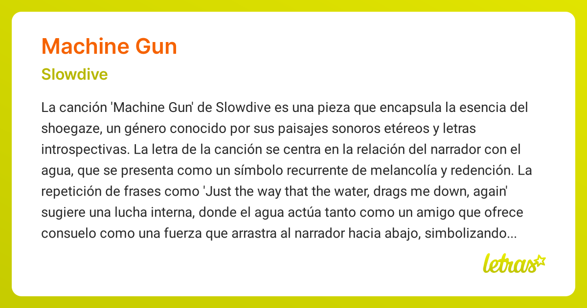 Significado de la canción MACHINE GUN (Slowdive) - LETRAS.COM