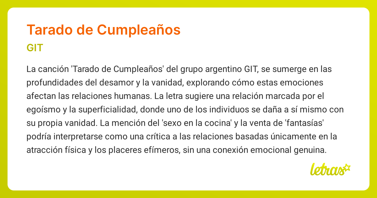 Significado de la canción TARADO DE CUMPLEAÑOS (GIT) - LETRAS.COM