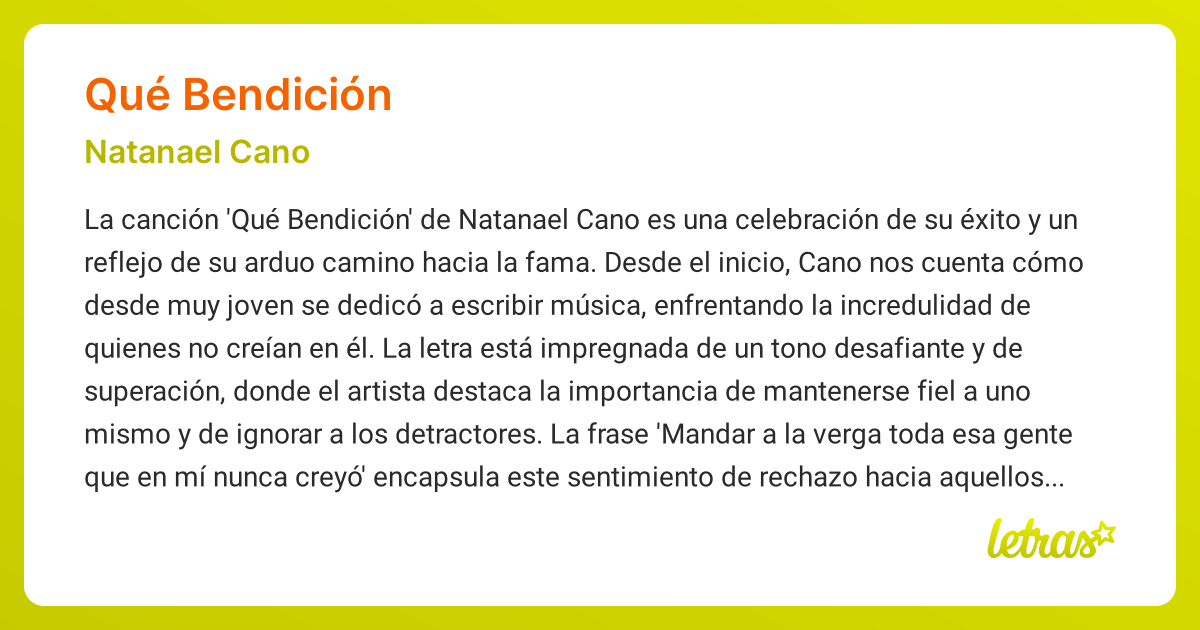 Significado de la canción QUÉ BENDICIÓN (Natanael Cano) - LETRAS.COM