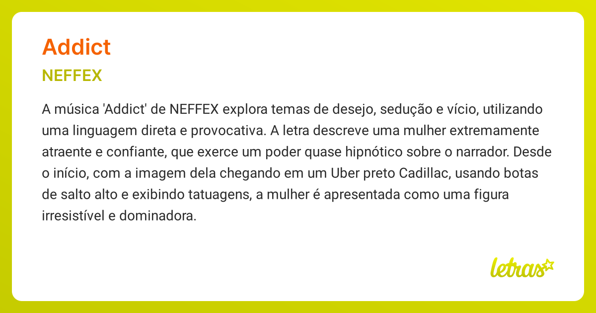 Significado da música ADDICT (NEFFEX) - LETRAS.MUS.BR