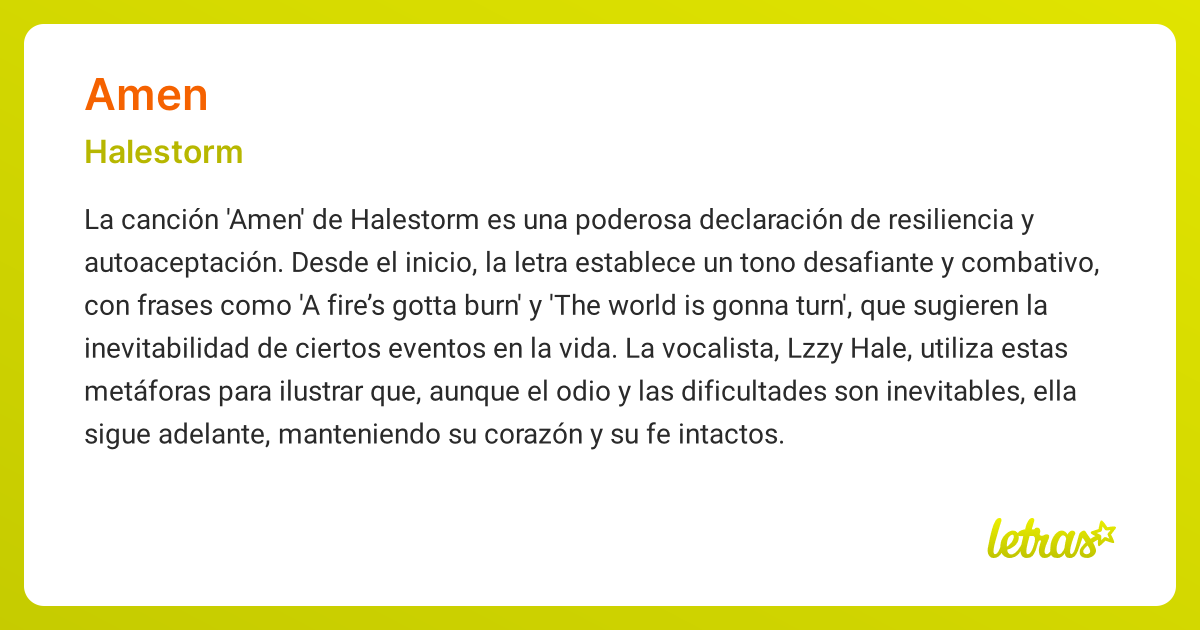Significado de la canción AMEN (Halestorm) - LETRAS.COM