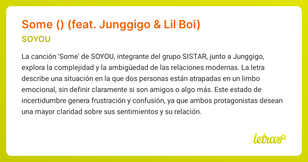 Significado de la canción Some (썸) (feat. Junggigo & Lil Boi) (SOYOU ...