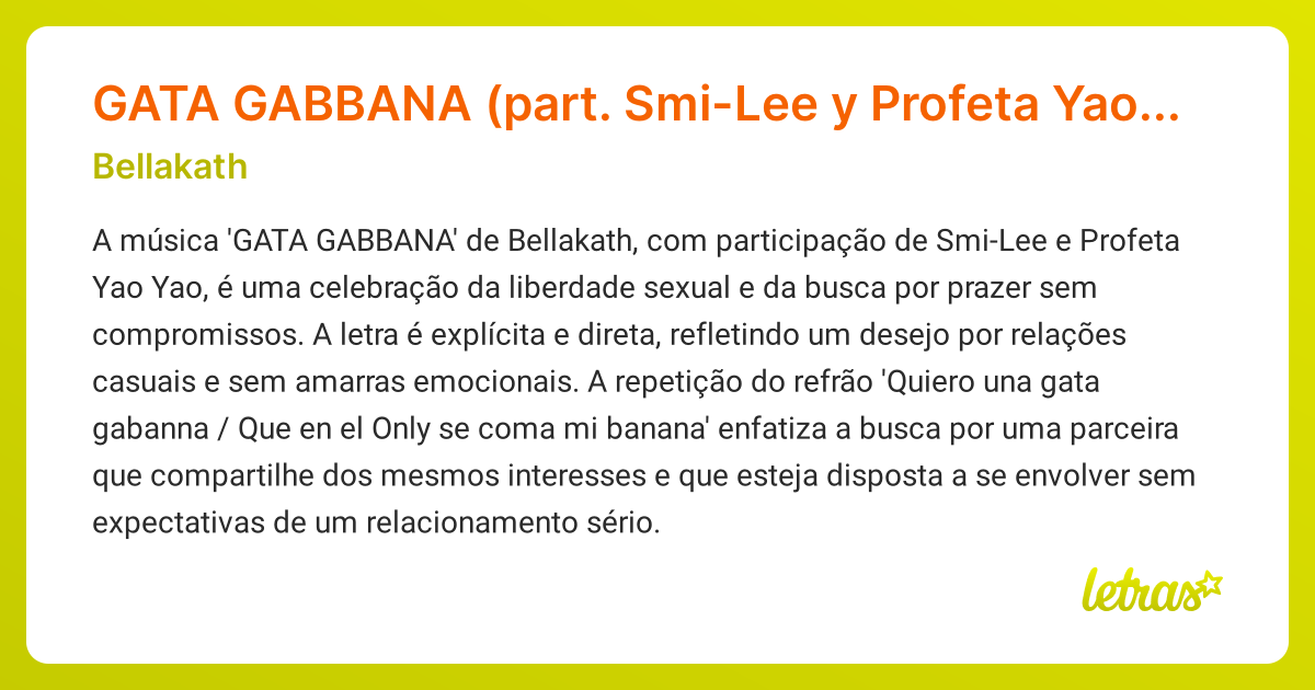 Significado da música GATA GABBANA (part. Smi-Lee y Profeta Yao Yao ...