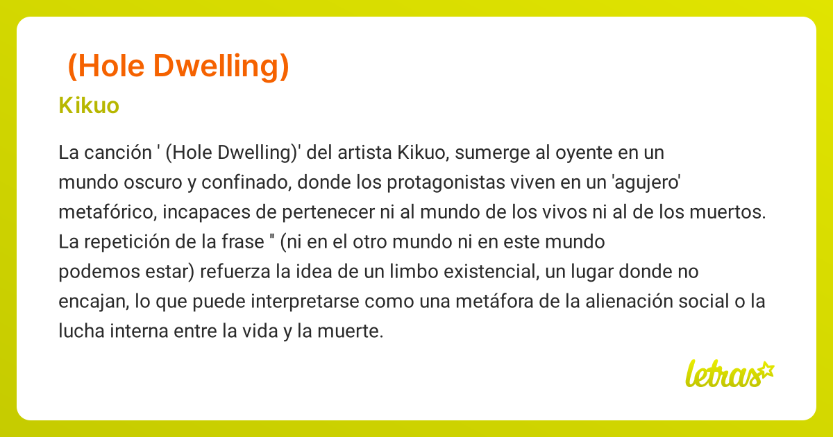 Significado de la canción あなぐらぐらし (Hole Dwelling) (Kikuo) - LETRAS.COM