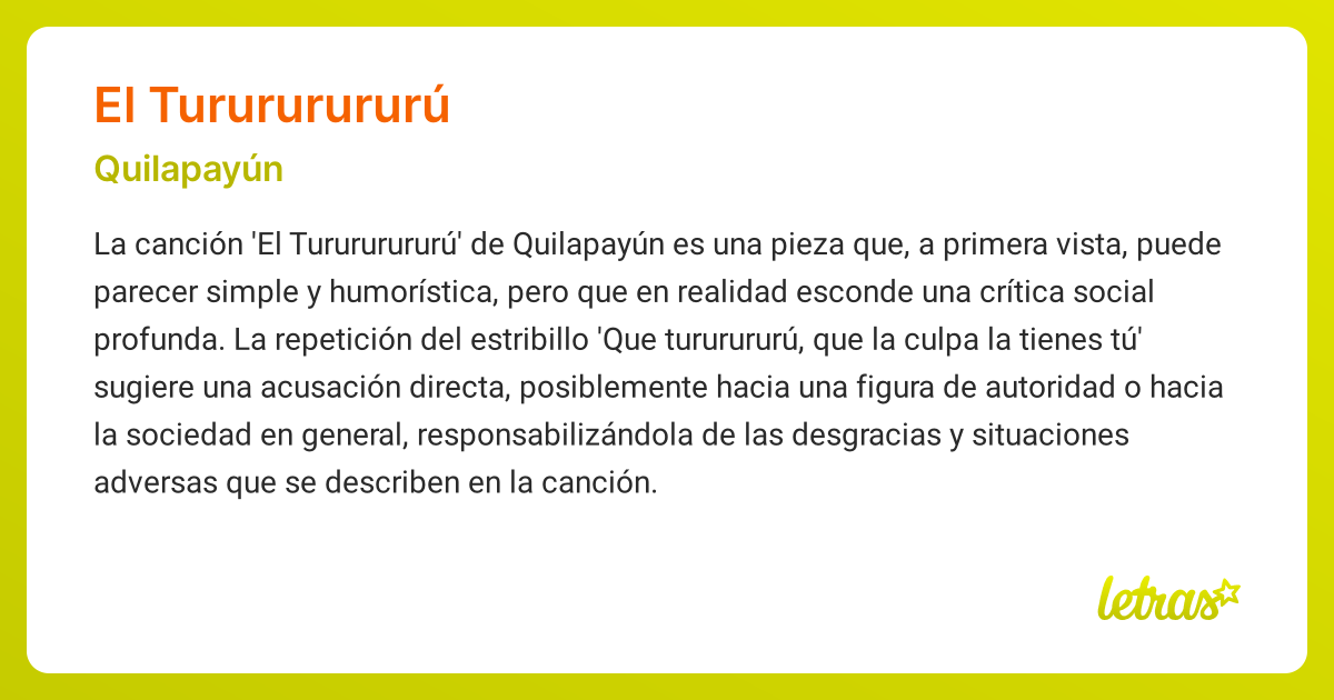 Significado de la canción EL TURURURURURÚ (Quilapayún) - LETRAS.COM