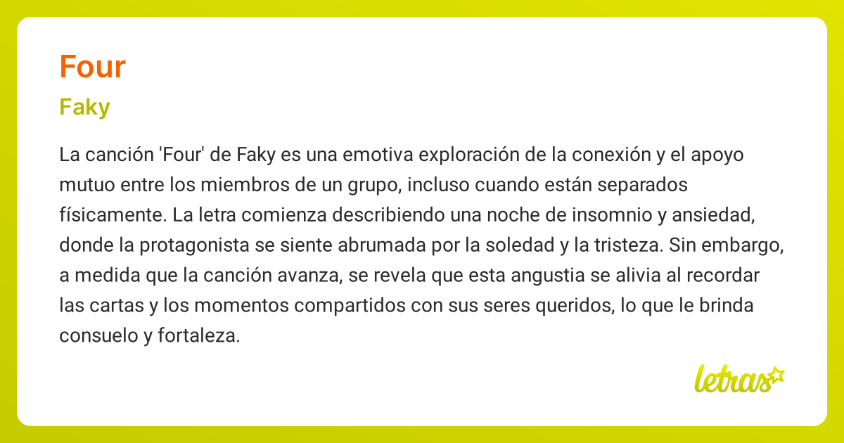 Significado de la canción FOUR (Faky) - LETRAS.COM
