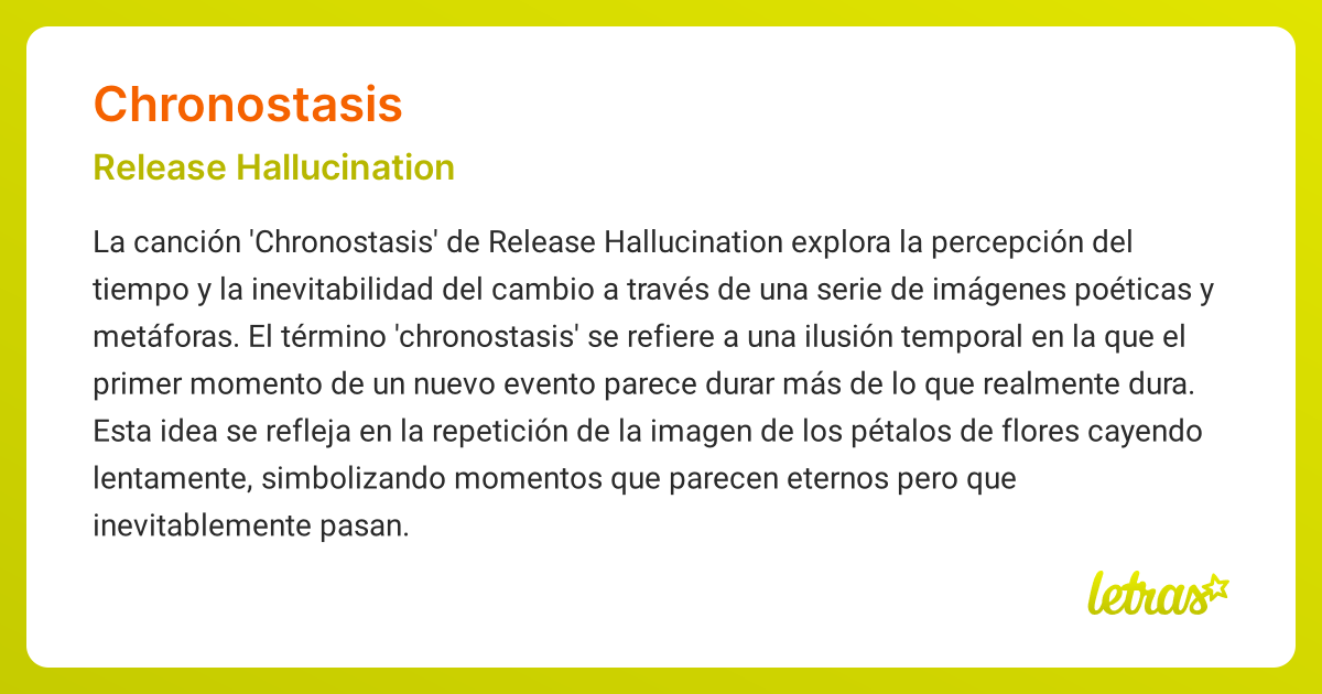 Significado de la canción CHRONOSTASIS (Release Hallucination) - LETRAS.COM