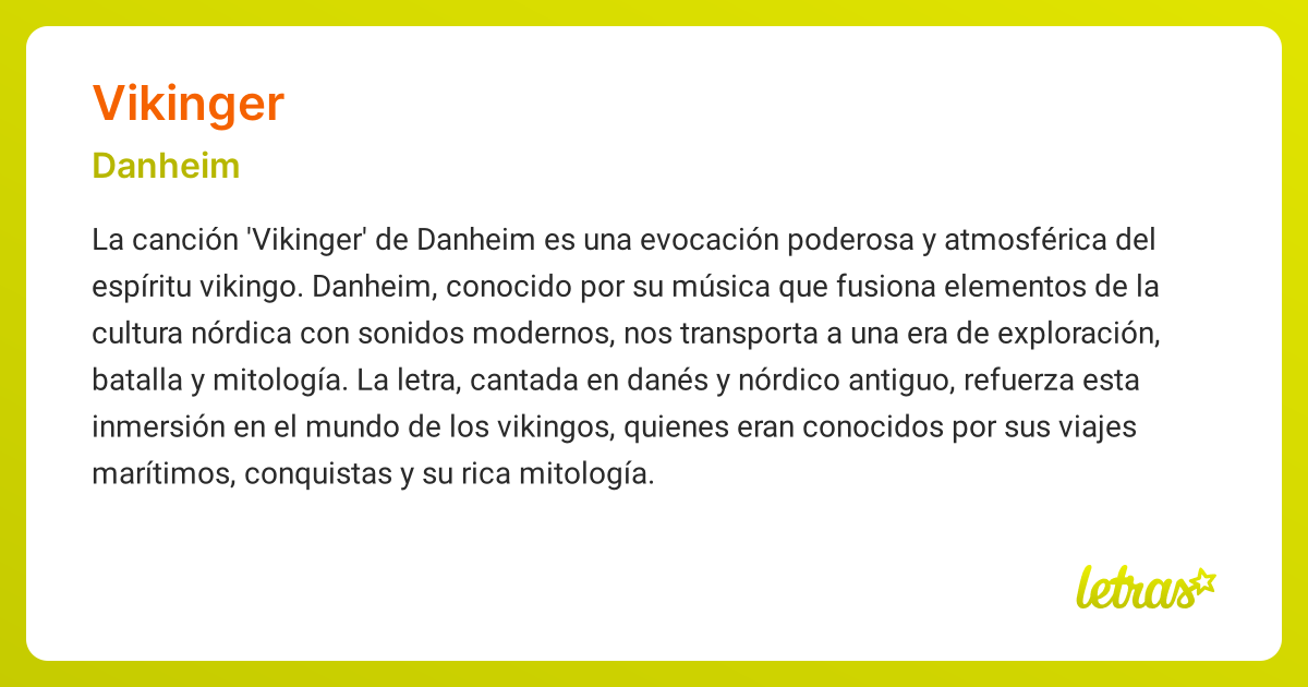 Significado de la canción VIKINGER (Danheim) - LETRAS.COM