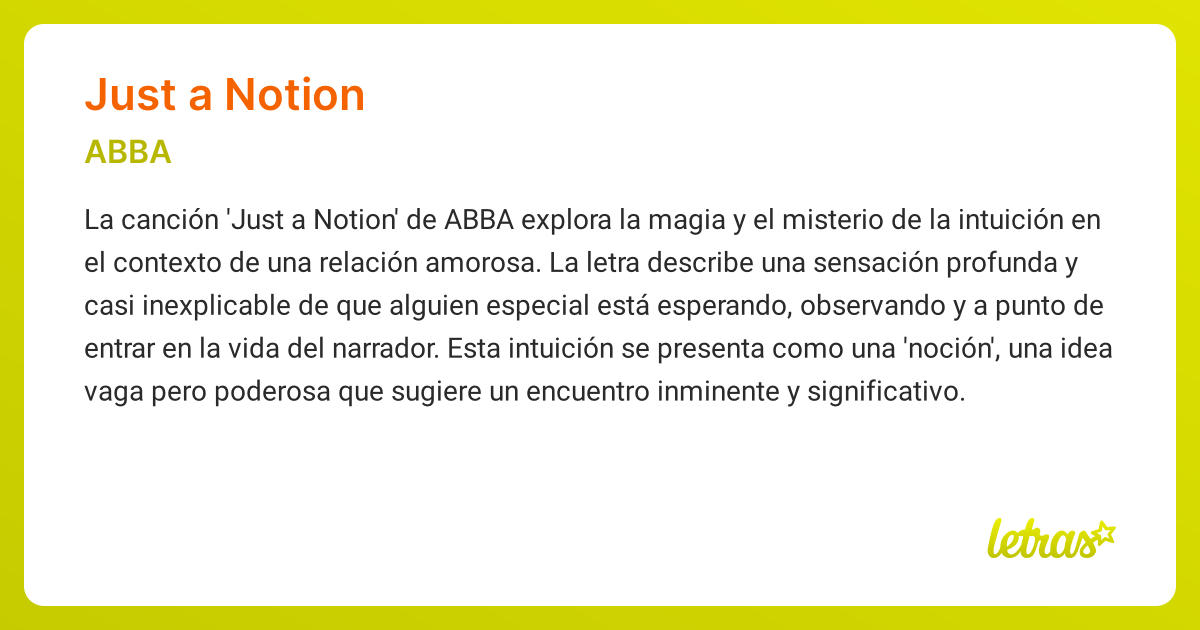 Significado de la canción JUST A NOTION (ABBA) - LETRAS.COM