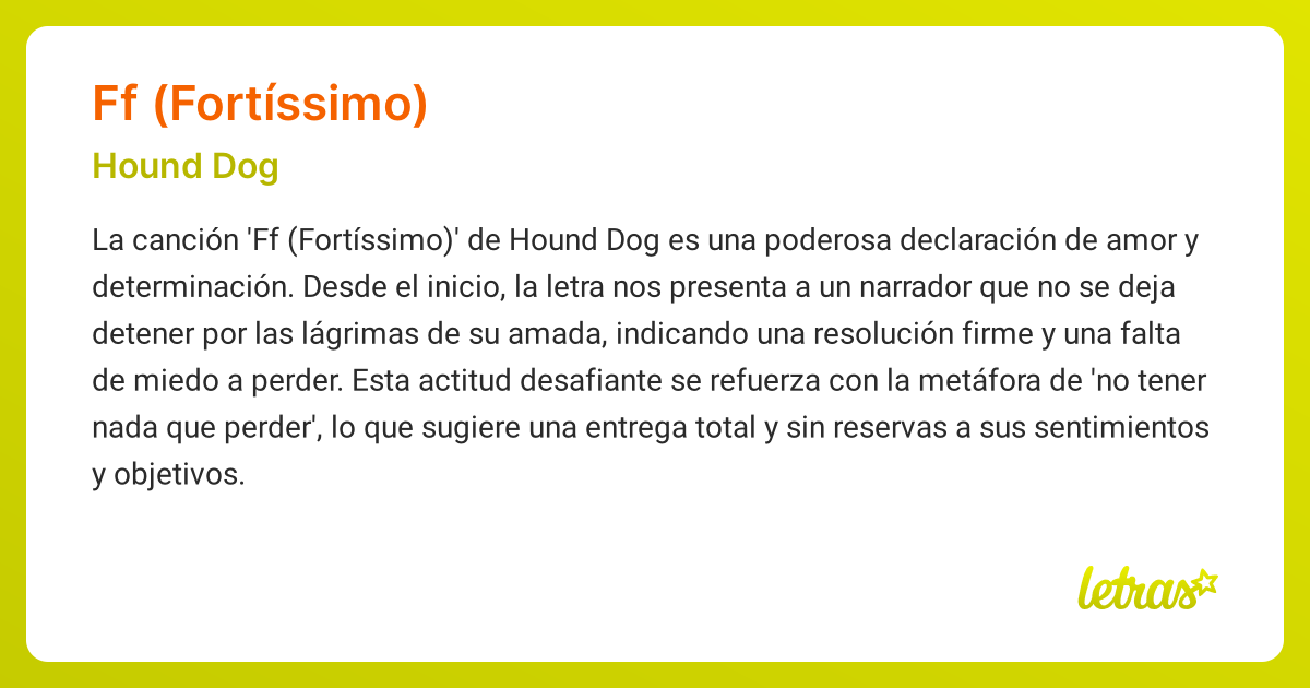 Significado de la canción FF (FORTÍSSIMO) (Hound Dog) - LETRAS.COM
