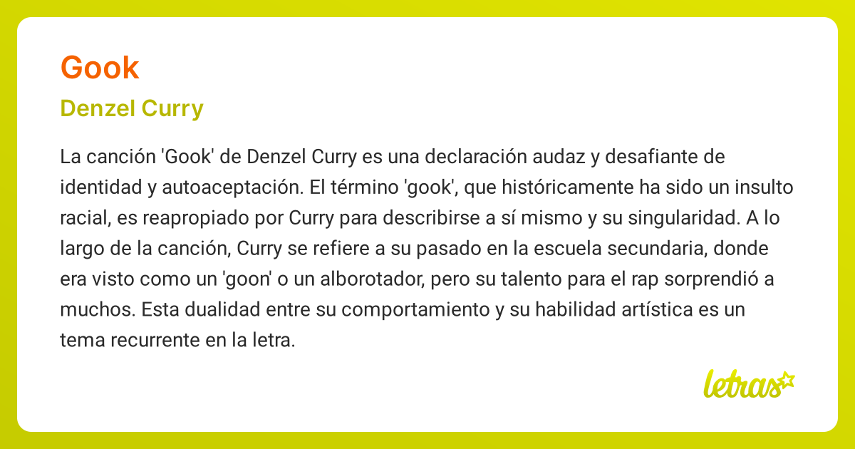 Significado de la canción GOOK (Denzel Curry) - LETRAS.COM