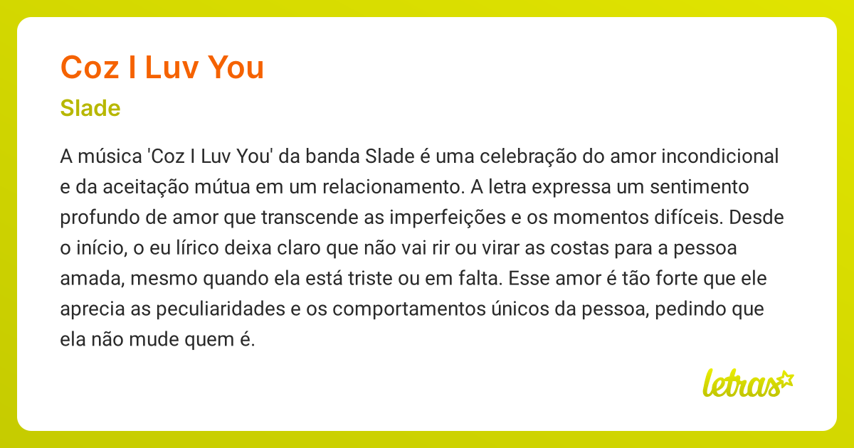 Significado da música COZ I LUV YOU (Slade) - LETRAS.MUS.BR