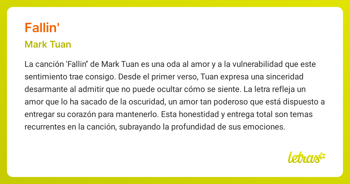 Significado de la canción FALLIN' (Mark Tuan) - LETRAS.COM