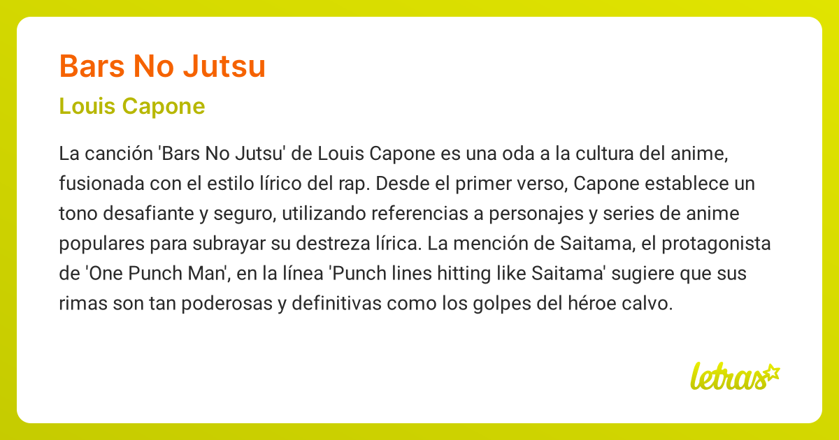 Significado de la canción BARS NO JUTSU (Louis Capone) - LETRAS.COM