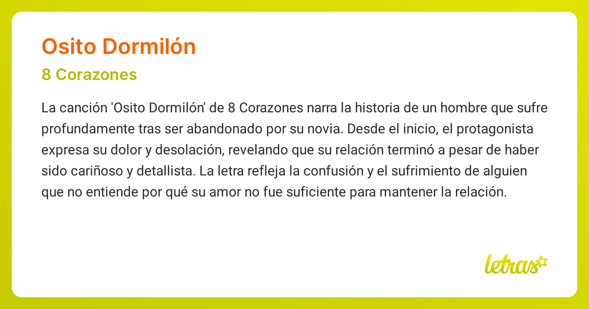 Significado de la canción OSITO DORMILÓN (8 Corazones) - LETRAS.COM