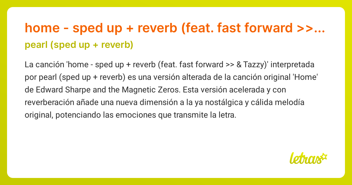 Significado de la canción home - sped up + reverb (feat. fast forward ...