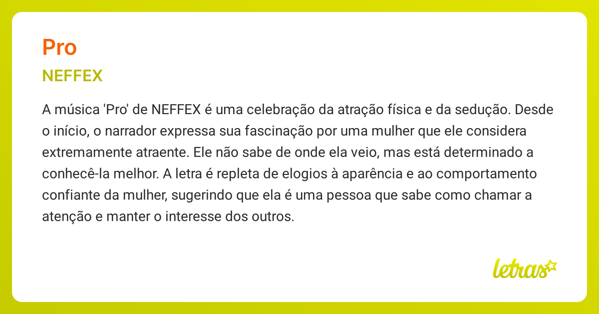 Significado da música PRO (NEFFEX) - LETRAS.MUS.BR