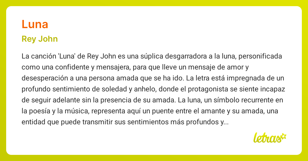 Significado de la canción LUNA (Rey John) - LETRAS.COM