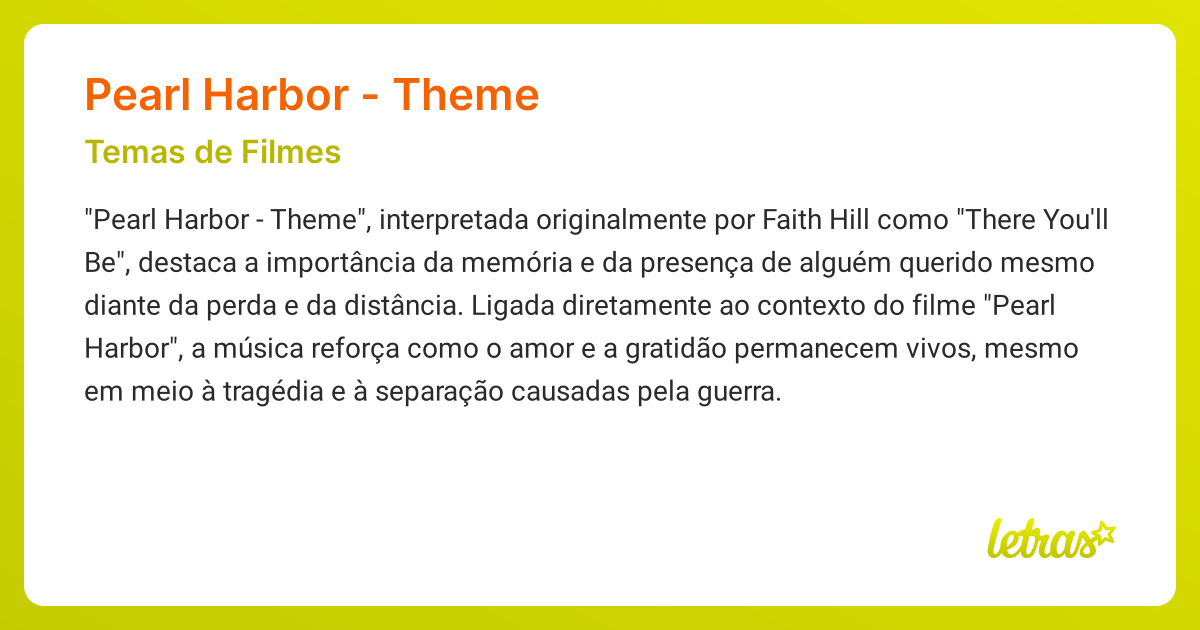 Significado da música PEARL HARBOR - THEME (Temas de Filmes) - LETRAS ...