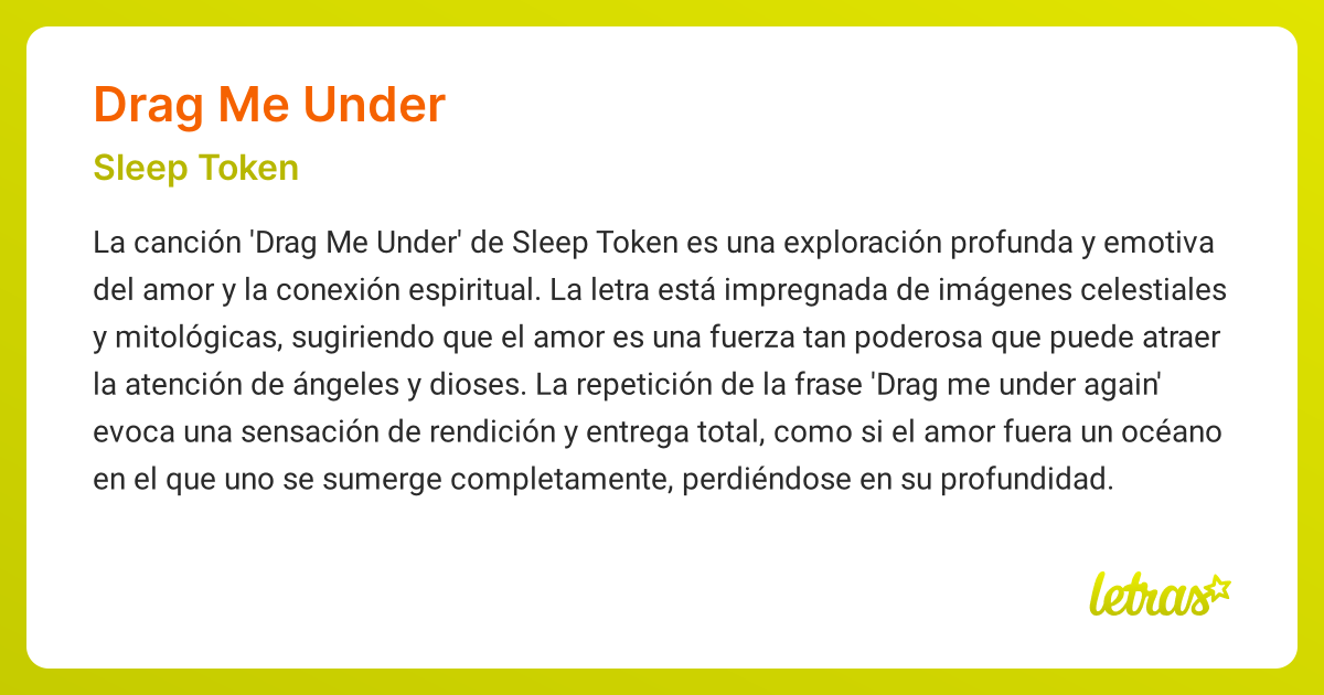 Significado de la canción DRAG ME UNDER (Sleep Token) - LETRAS.COM