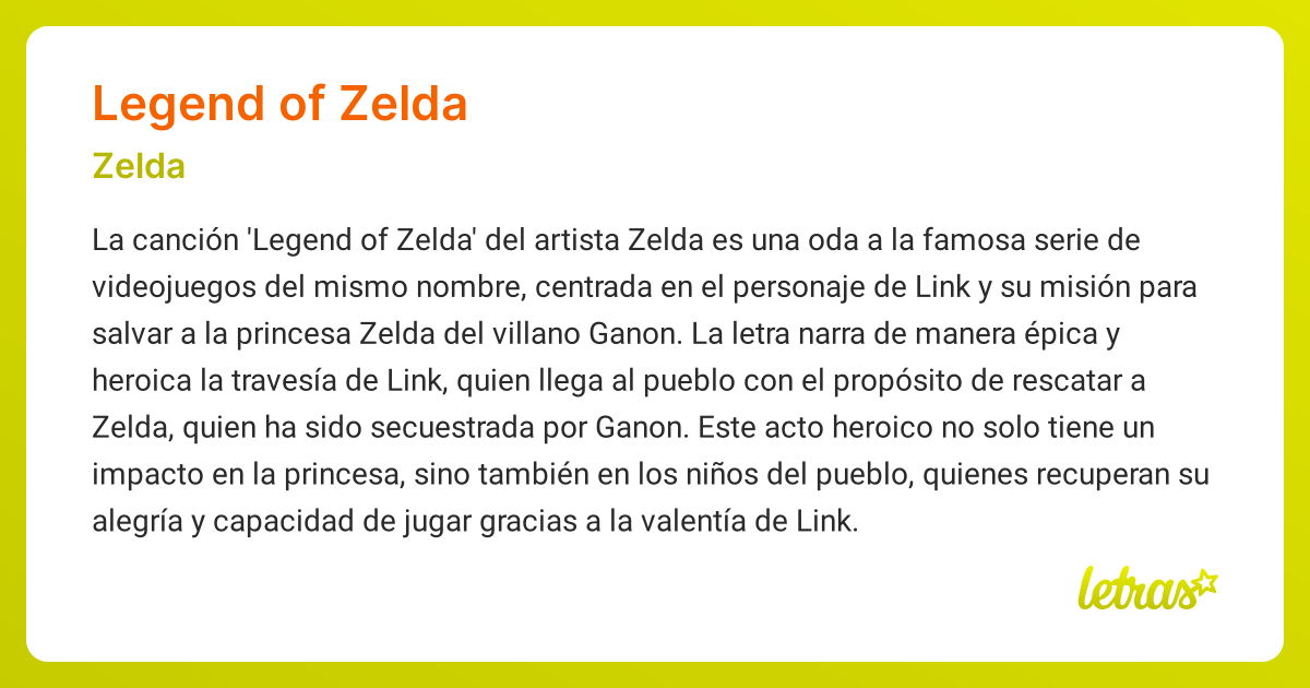Significado de la canción LEGEND OF ZELDA (Zelda) - LETRAS.COM