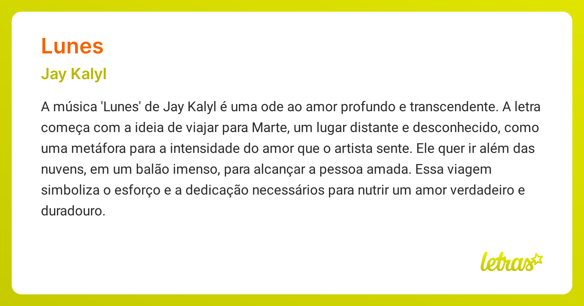 Significado da música LUNES (Jay Kalyl) - LETRAS.MUS.BR