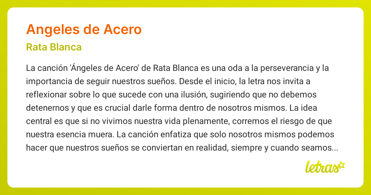Significado de la canción ANGELES DE ACERO (Rata Blanca) - LETRAS.COM