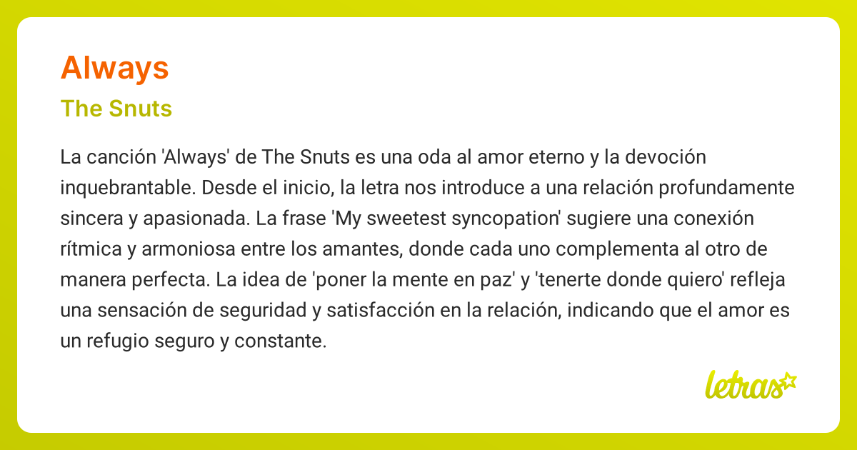 Significado de la canción ALWAYS (The Snuts) - LETRAS.COM