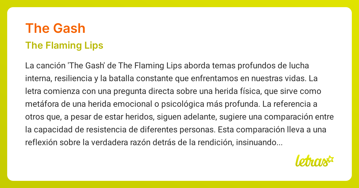 Significado de la canción THE GASH (The Flaming Lips) - LETRAS.COM