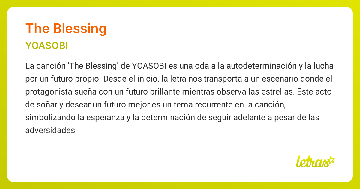 Significado de la canción THE BLESSING (YOASOBI) - LETRAS.COM