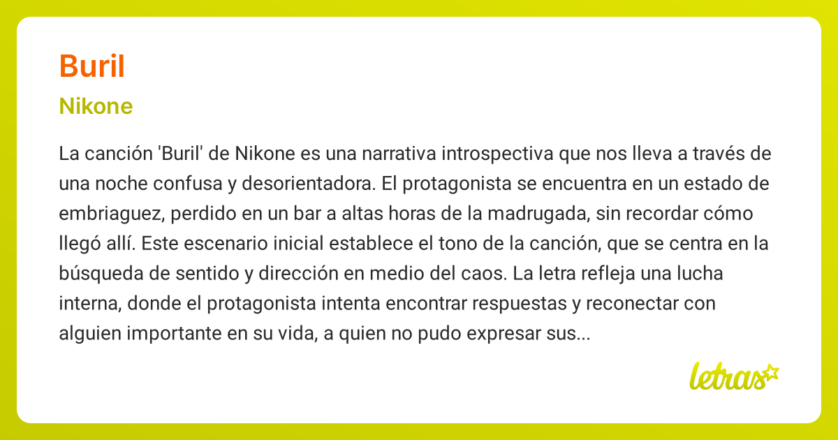 Significado de la canción BURIL (Nikone) - LETRAS.COM