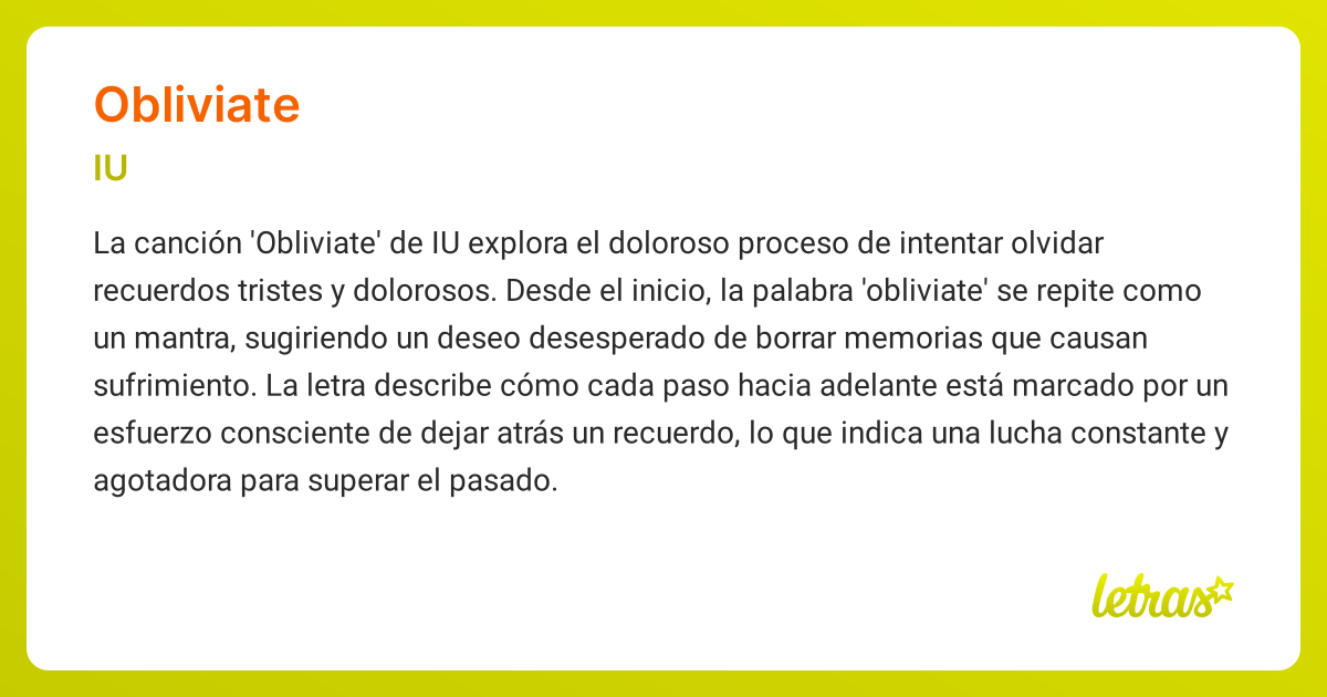 Significado de la canción OBLIVIATE (IU ) - LETRAS.COM