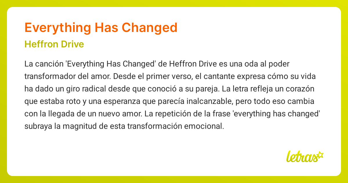 Significado de la canción EVERYTHING HAS CHANGED (Heffron Drive ...