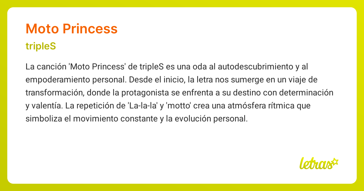 Significado de la canción MOTO PRINCESS (tripleS) - LETRAS.COM