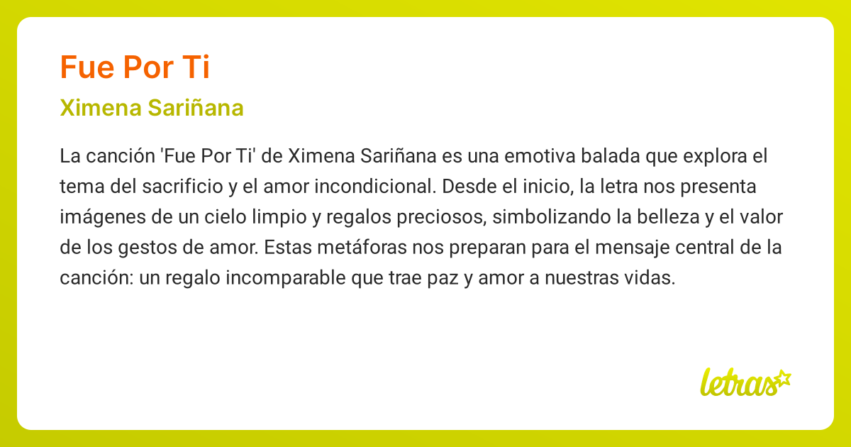 Significado de la canción FUE POR TI (Ximena Sariñana) - LETRAS.COM