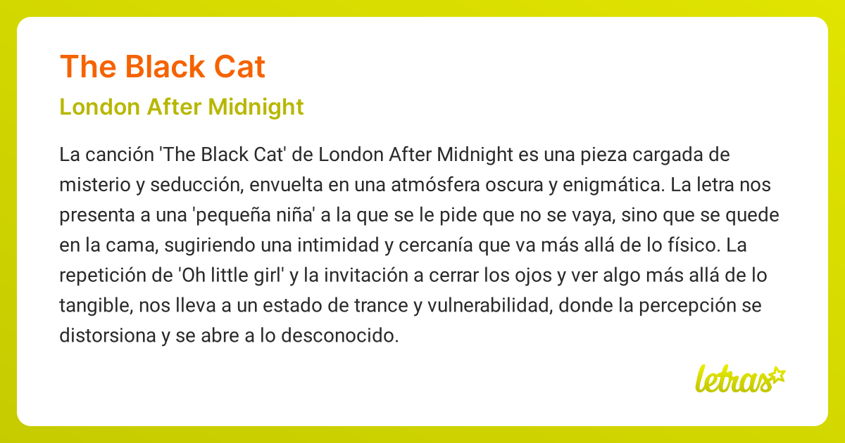 Significado de la canción THE BLACK CAT (London After Midnight ...