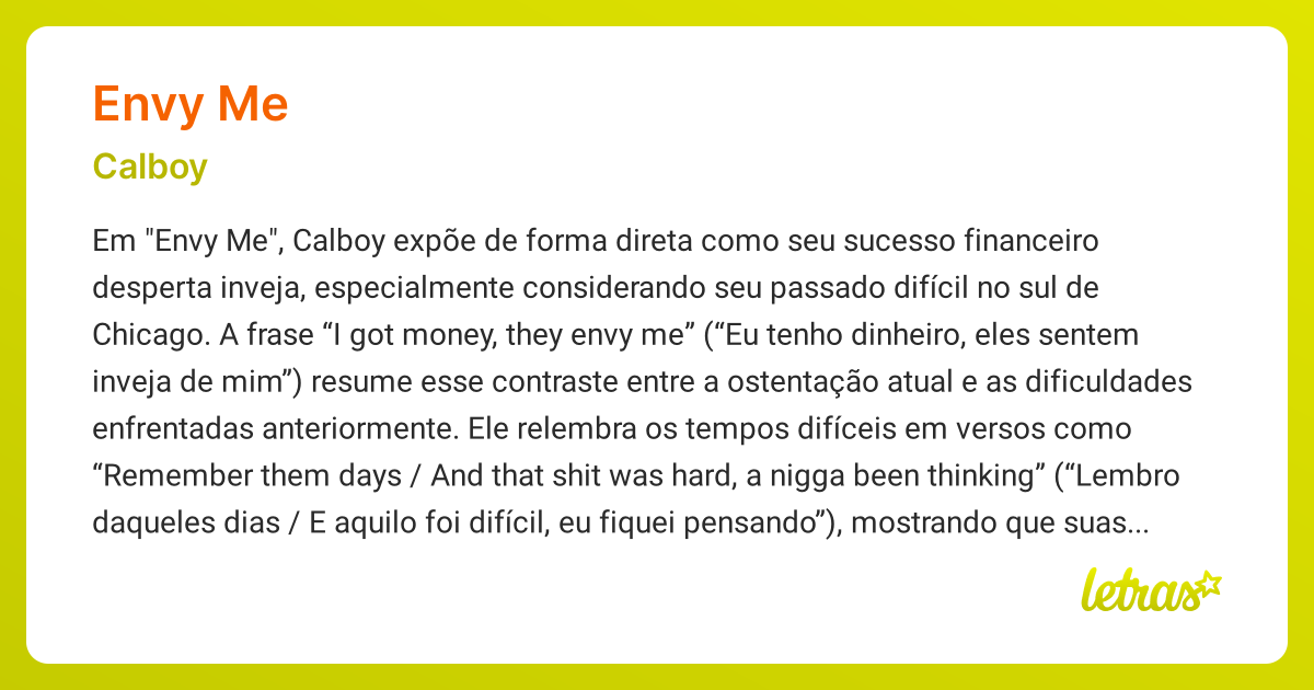 Significado da música ENVY ME (Calboy) - LETRAS.MUS.BR